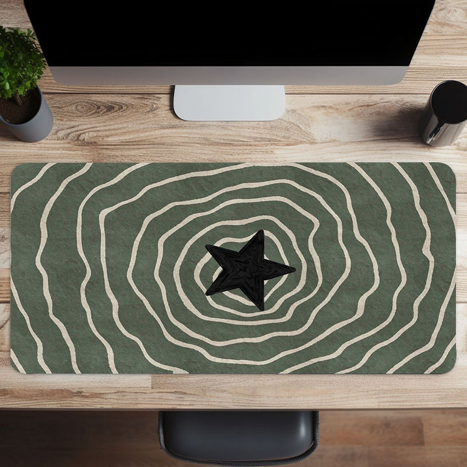 Pentagram line Mouse Pad,Stars Green Large Gaming Mouse Pad, 35.4x15 ...