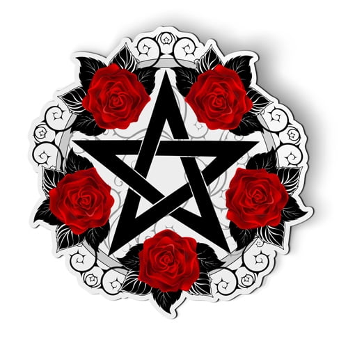 Pentagram with Red Roses - 5" Magnet for Car Locker Refrigerator ...