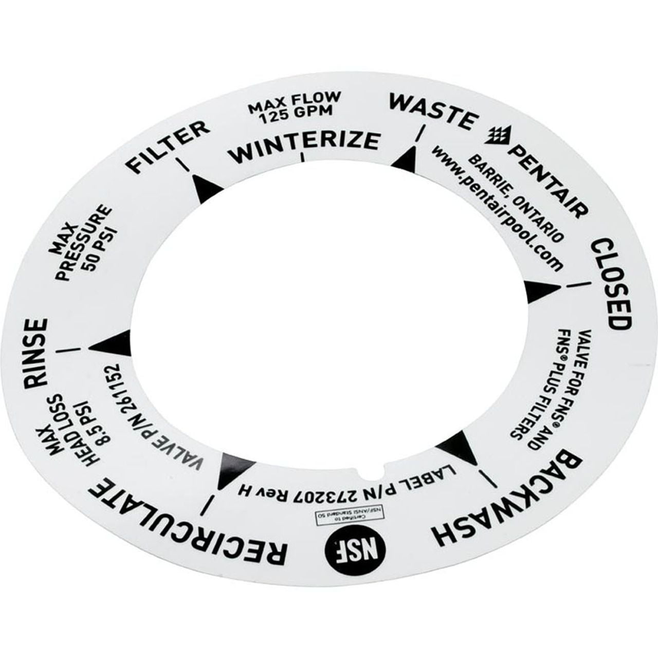 Pentair 2" FPT PVC DE Multiport Valve Label - Walmart.com