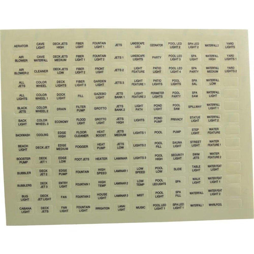 Pentair 520283 Label Replacement Set IntelliTouch Outdoor Pool and Spa ...
