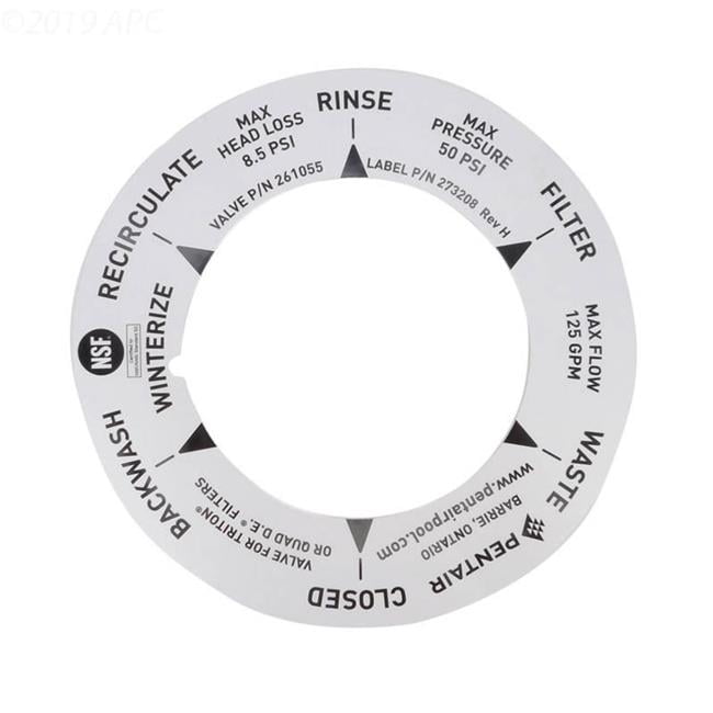 Pentair Aquatic System 273208 Label for 2 in. NPT Top & Side Mount ...