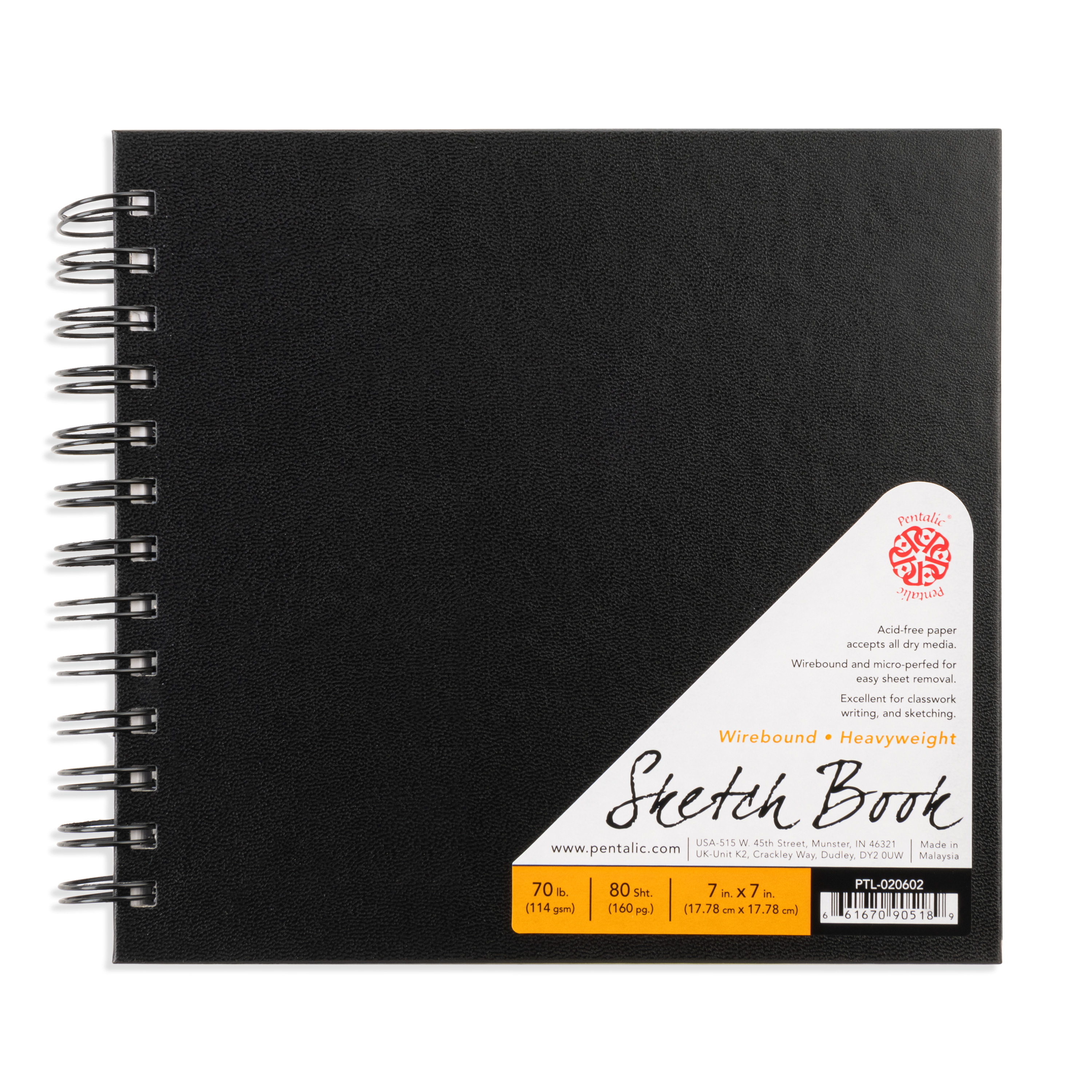 Pentalic - 7"x 7" Traditional Wirebound Artist Sketchbook - Walmart.com