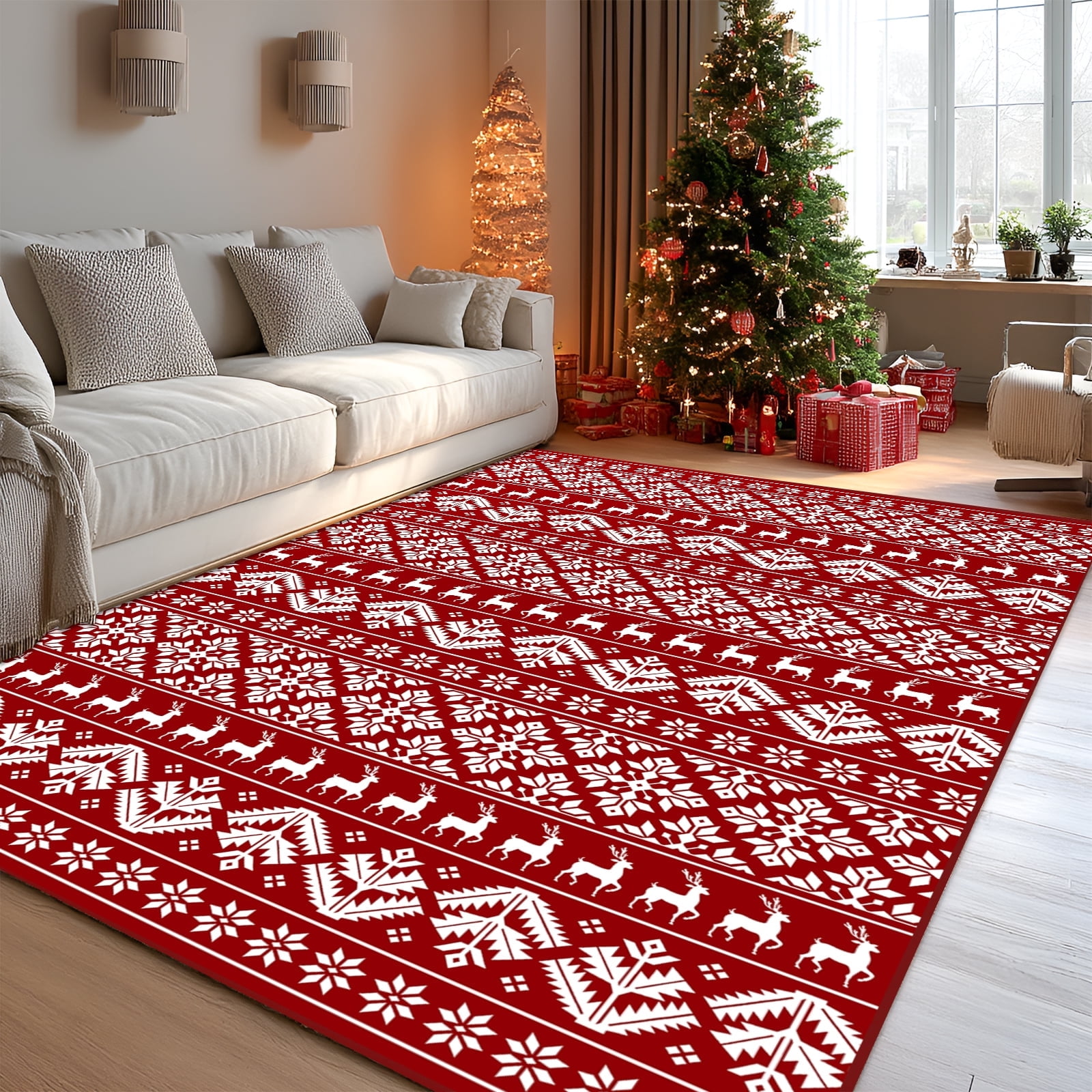 Pentantan 5'x7' Christmas Area Rugs for Living Room, Machine Washable ...