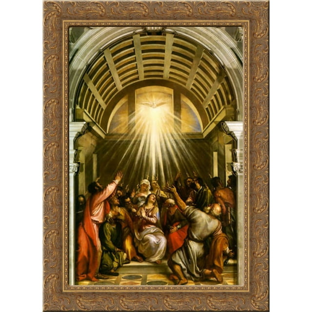 Pentecost 19x24 Gold Ornate Wood Framed Canvas Art by Titian - Walmart.com