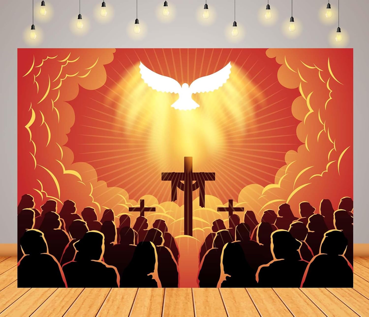 Pentecost Backdrop Ascension Day Holy Spirit Dove,Cross and Apostles ...