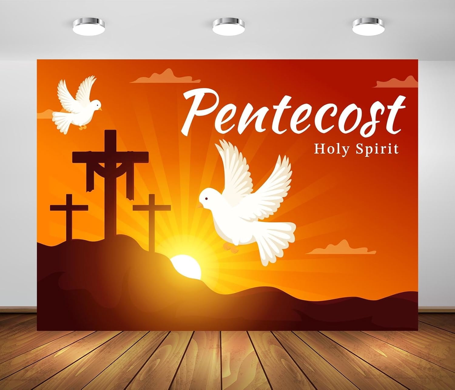 Pentecost Backdrop Holy Spirit Dove, Jesus Cross, Pentecost Sunday ...