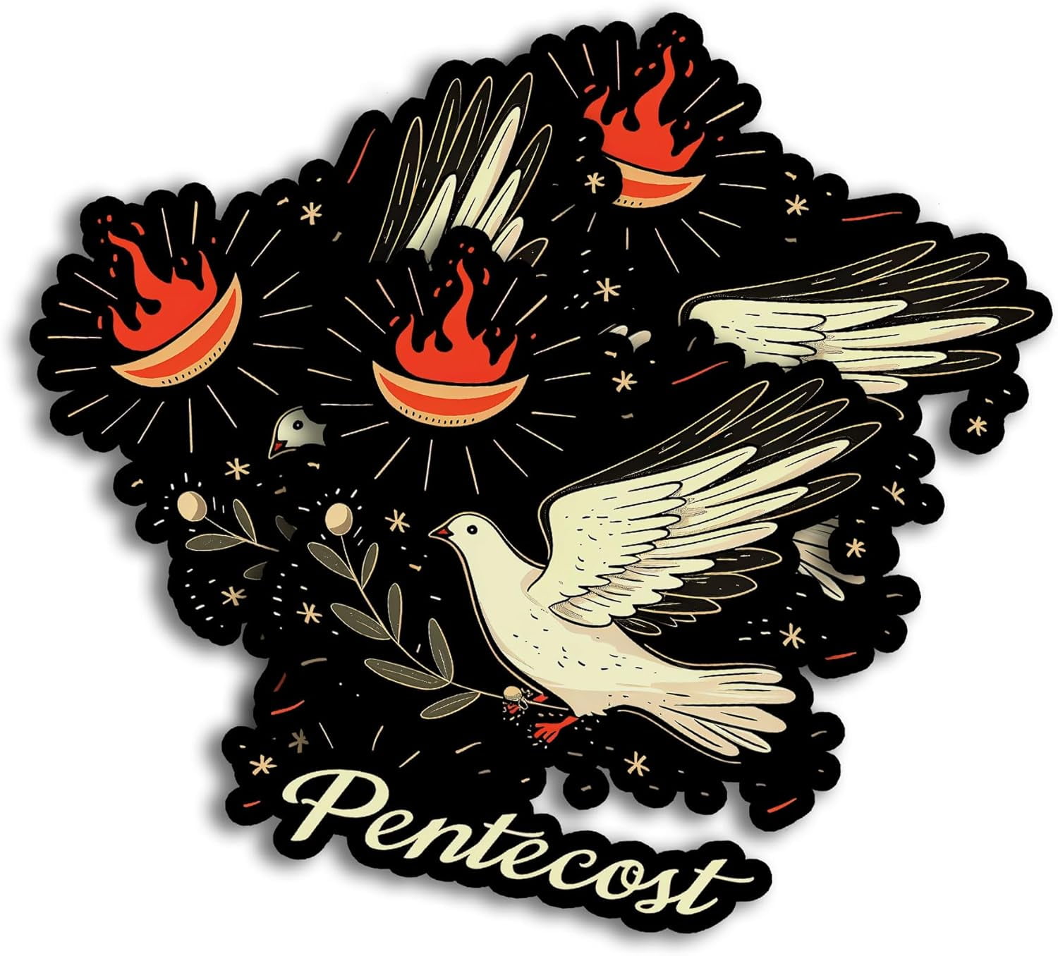Pentecost Celebration Featuring and Flames Decal Sticker for Tumbler, Mug, Cup, Laptop, Phones ...