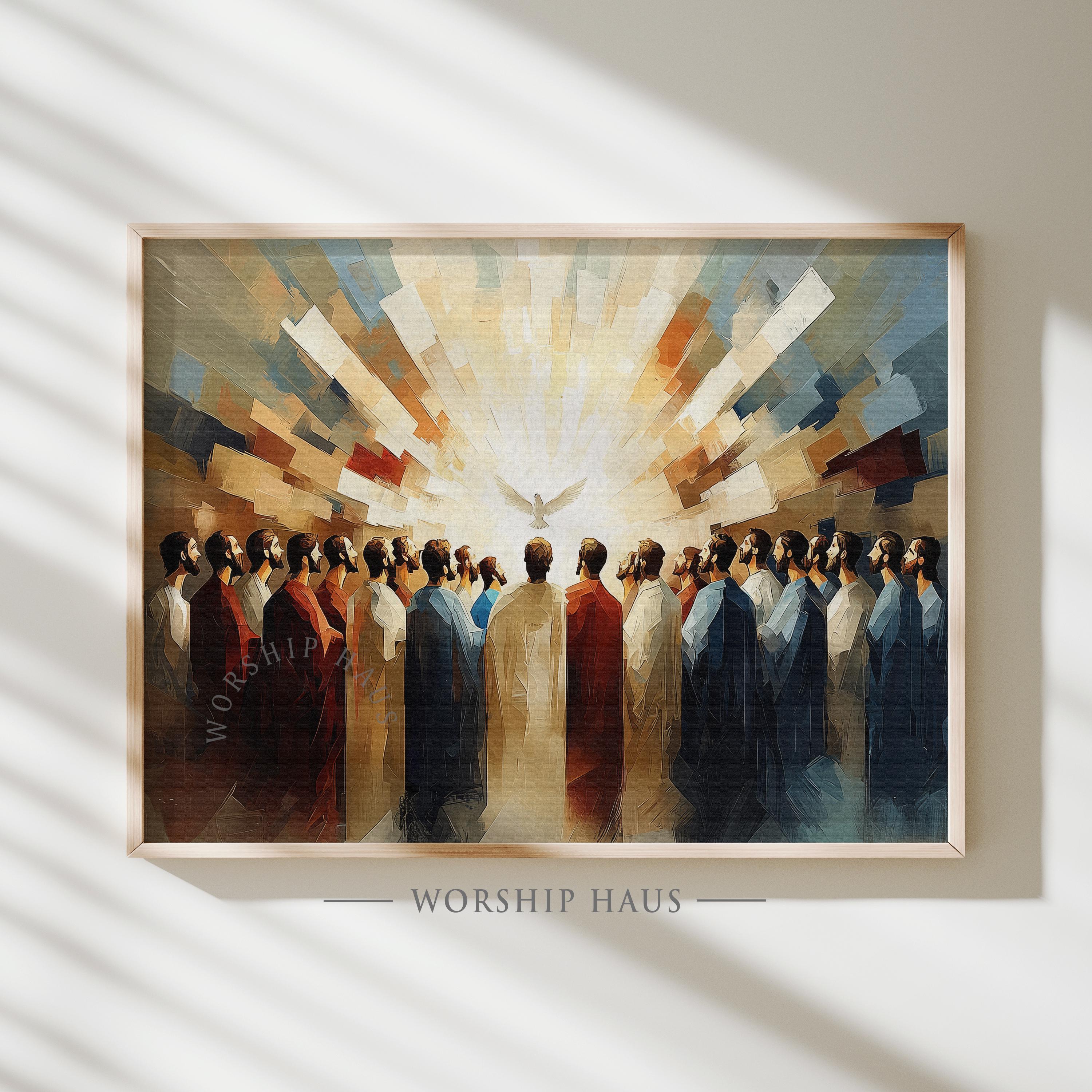 Pentecost Christian Holy Spirit Descends On Disciples Scene Radiant ...