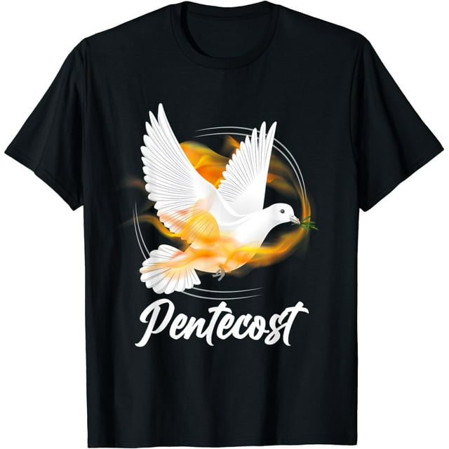 Pentecost Doves Tongues Fire Flame Holy Spirit Catholic T-Shirt ...