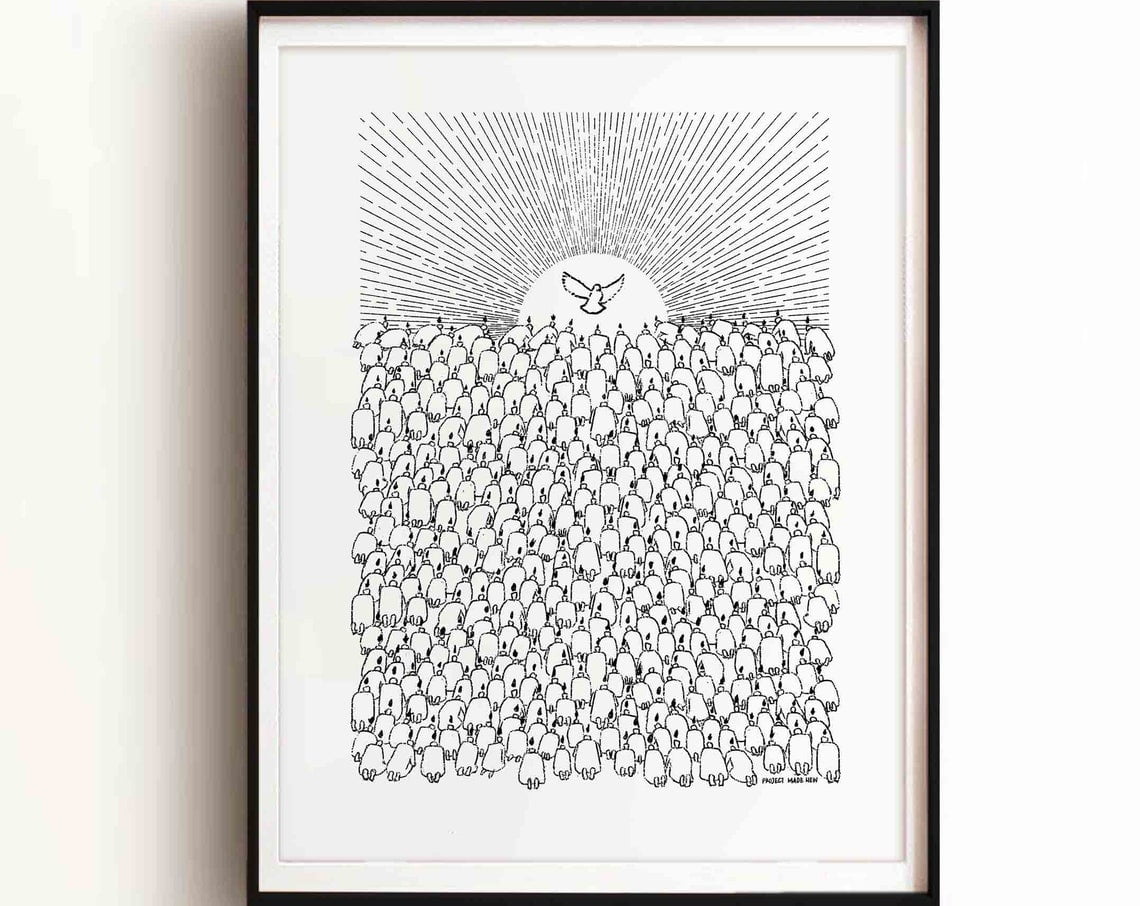 Pentecost Holy Spirit Christian Bible Art Modern Minimalist Baptism ...