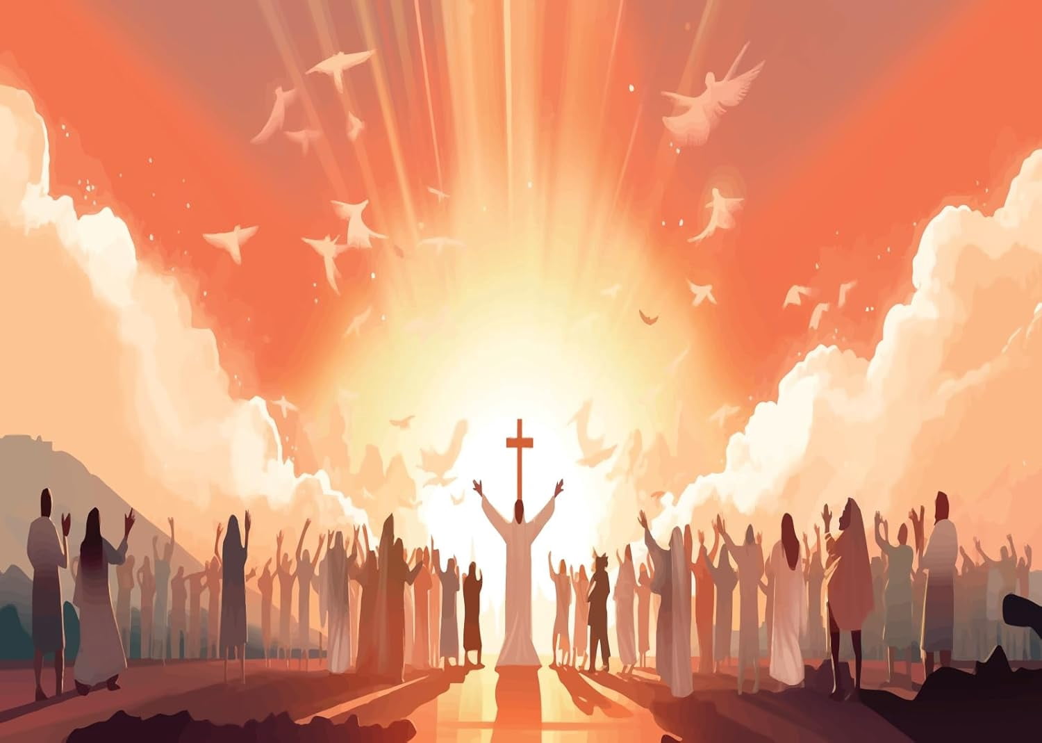 Pentecost Sunday Backdrop Holy Spirit Dove Biblical Series Apostles ...