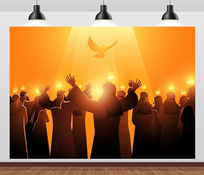 Pentecost Sunday Backdrop Holy Spirit Dove in Tongues Fire Biblical ...