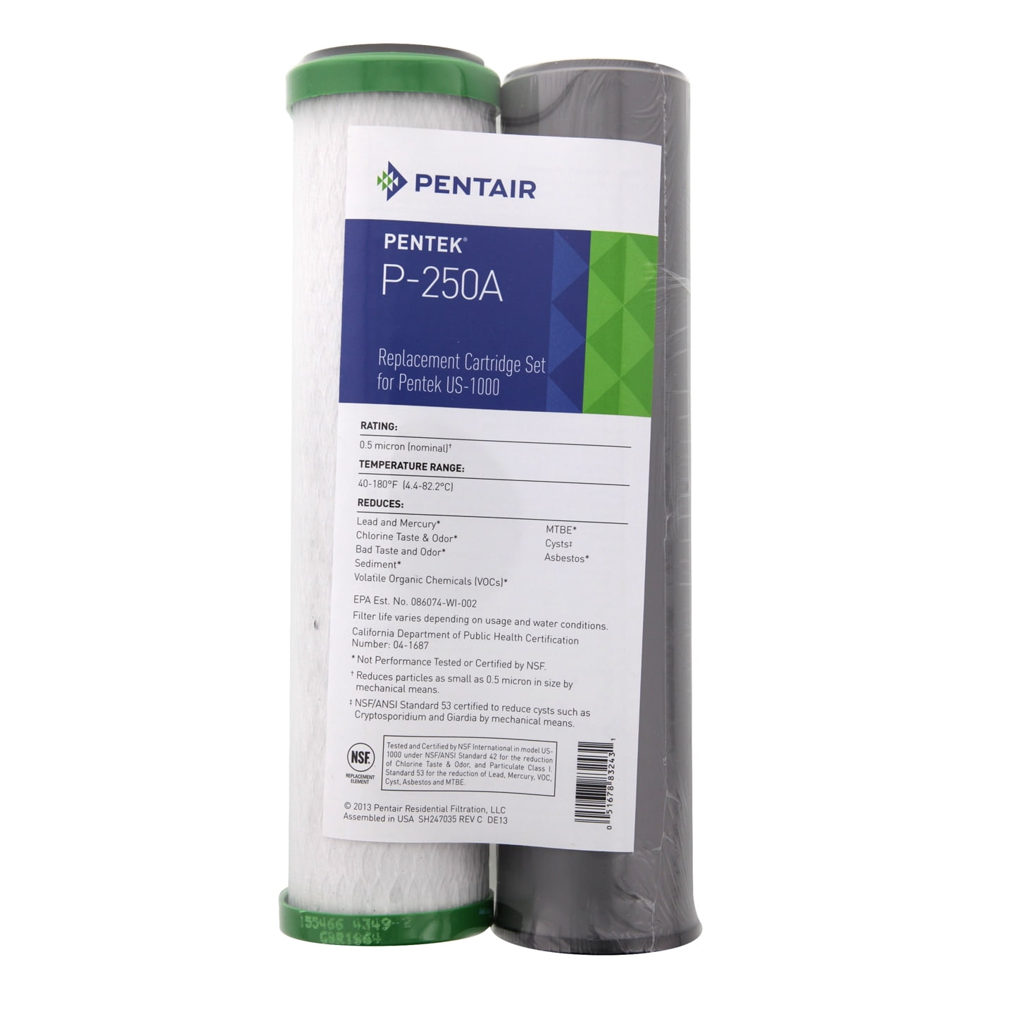 Pentek P-250A Replacement Cartridge Under Sink Water Filter Set ...