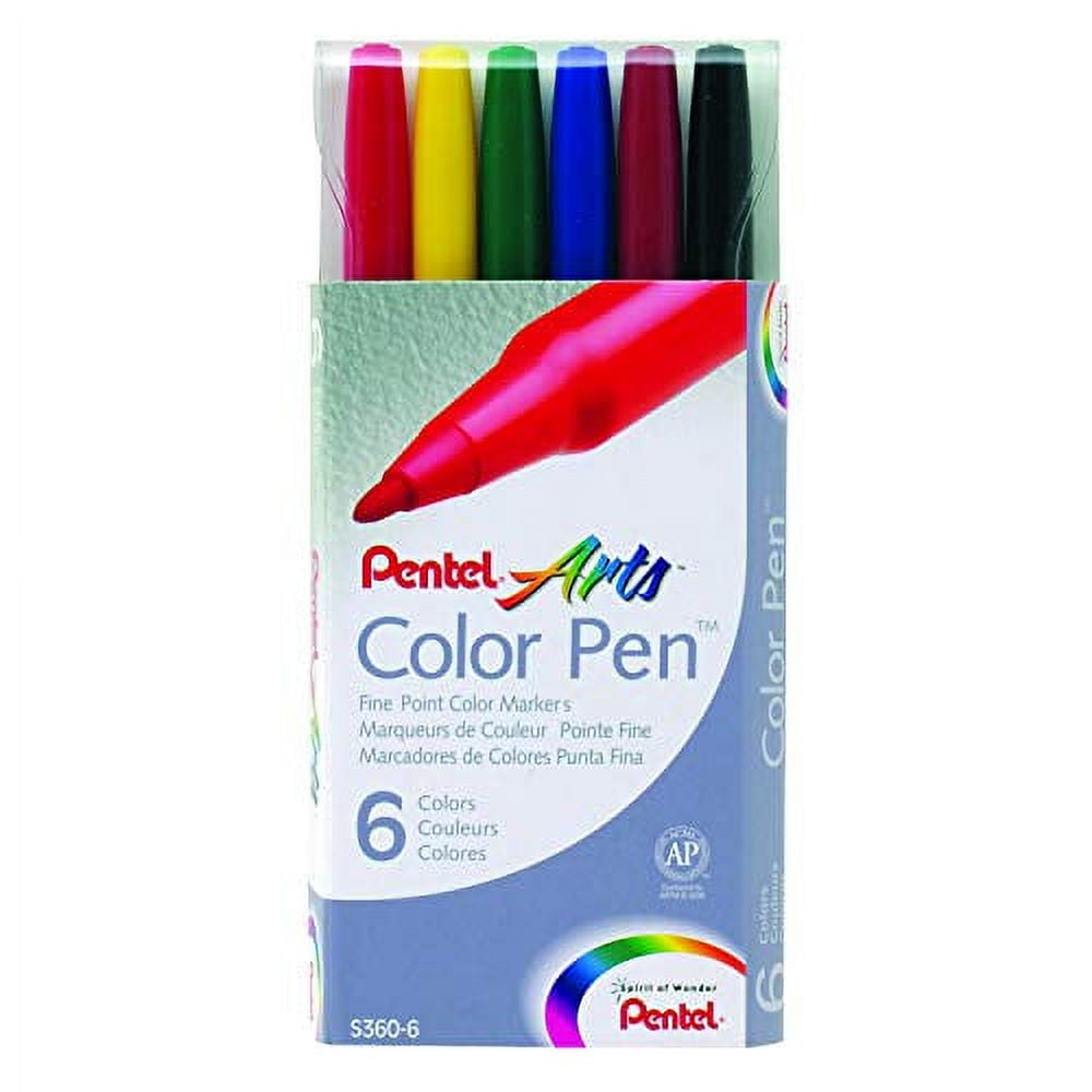 Pentel Arts Color Pen, 6 Color Set (S360-6) - Walmart.com