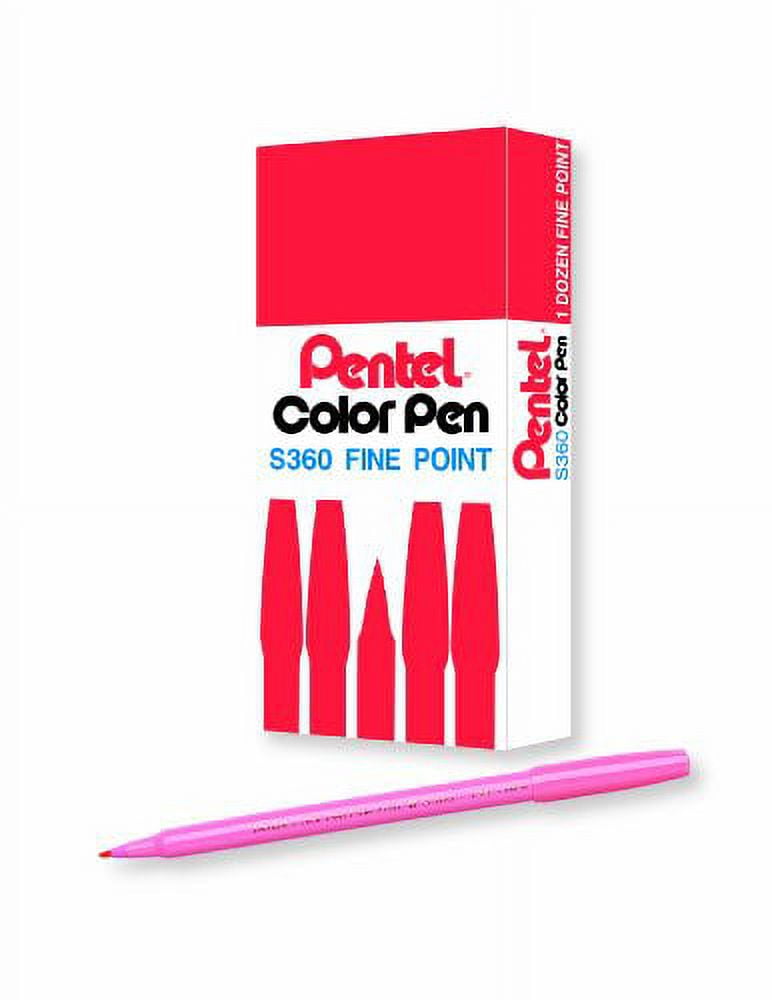 Pentel Arts Color Pen, Coral Pink, Box of 12 (S360-135) - Walmart.com