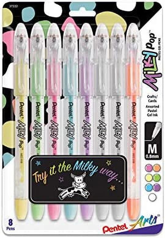 Pentel Arts Milky Pop Pastel Gel Pen, 0.8mm Medium Line, Assorted ...