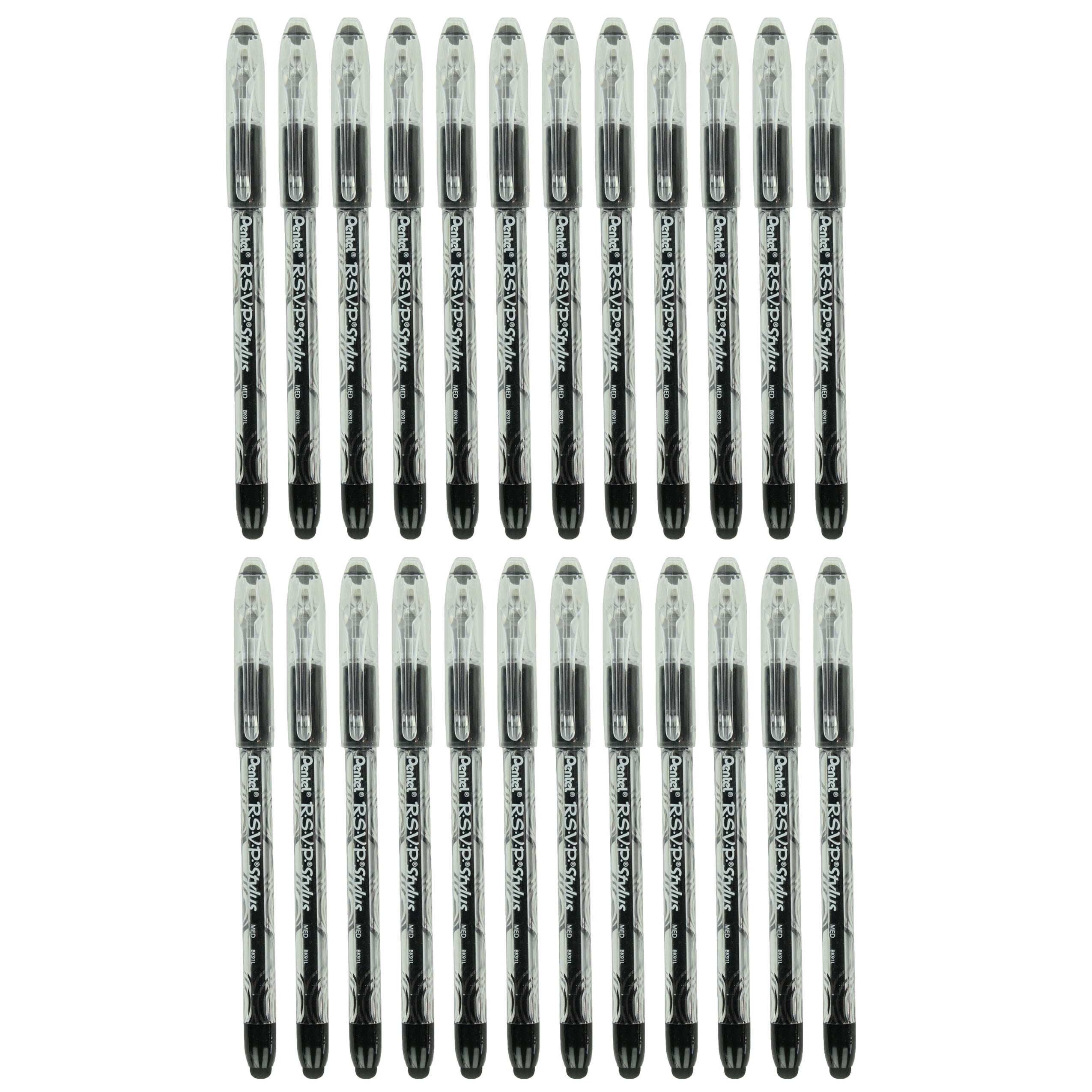 Pentel BK91L-A R.S.V.P. Black Medium Line Comfort Grip Ballpoint Pen ...