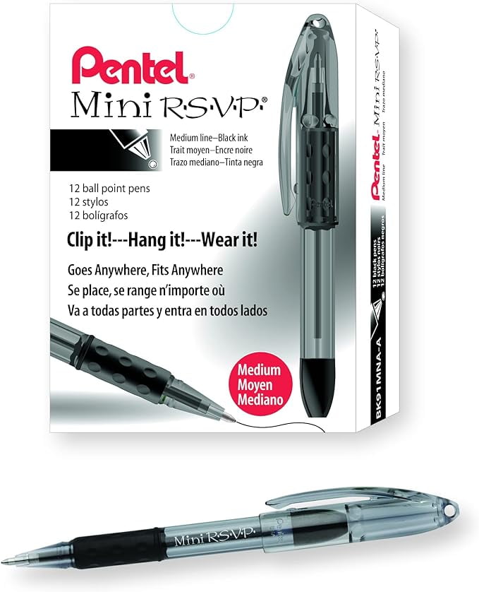 Pentel BK91MNA-A Pentel Mini R.S.V.P. Stick Ballpoint Pen, Translucent ...