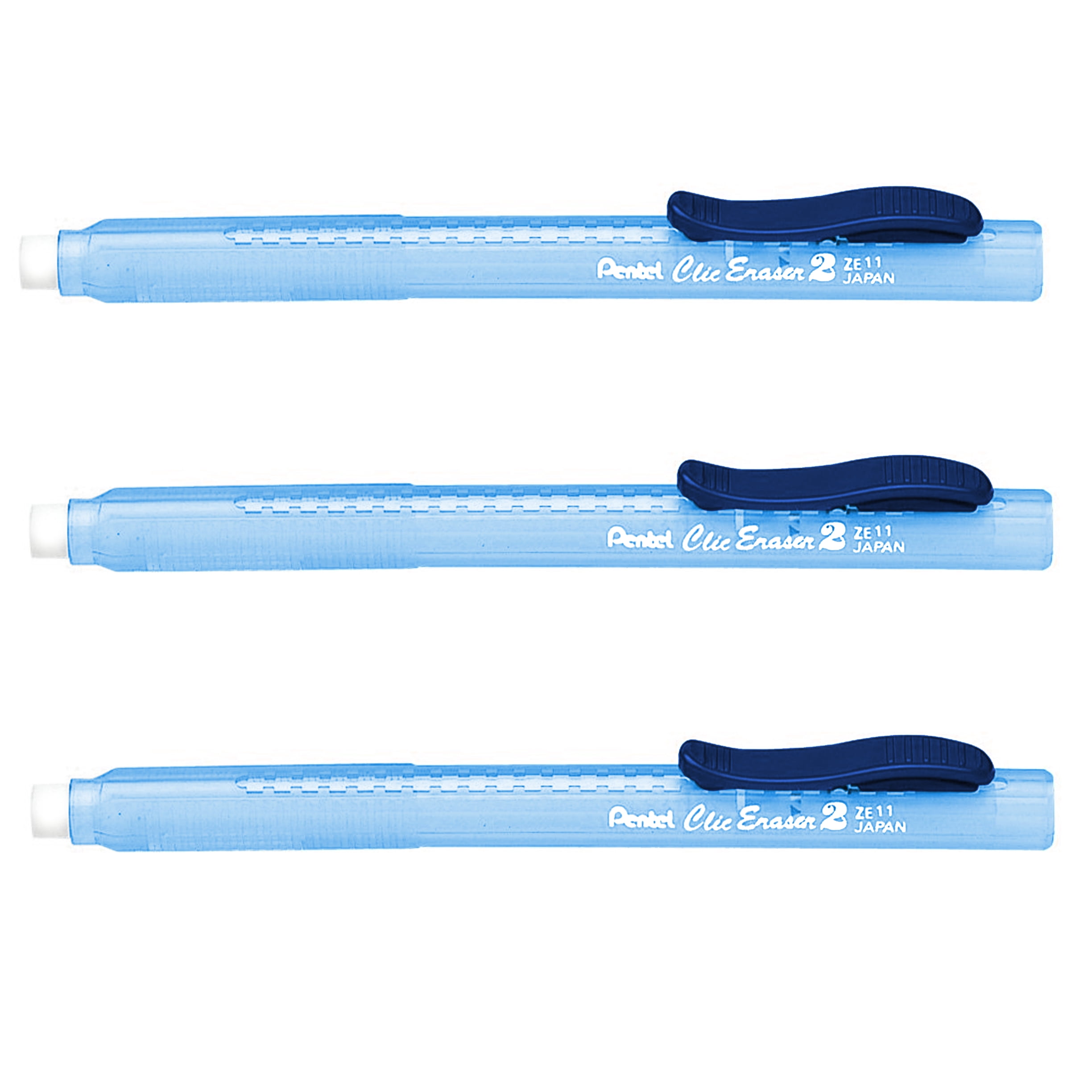 Pentel Clic Stick Eraser Rubber Holder - Blue Barrel - White Eraser ...