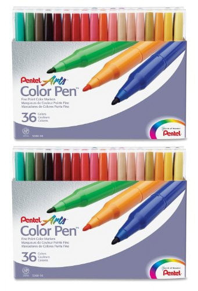 Pentel Color Pen Marker Set, Set of 36 Assorted Colors (S360-36) 2 Pack ...