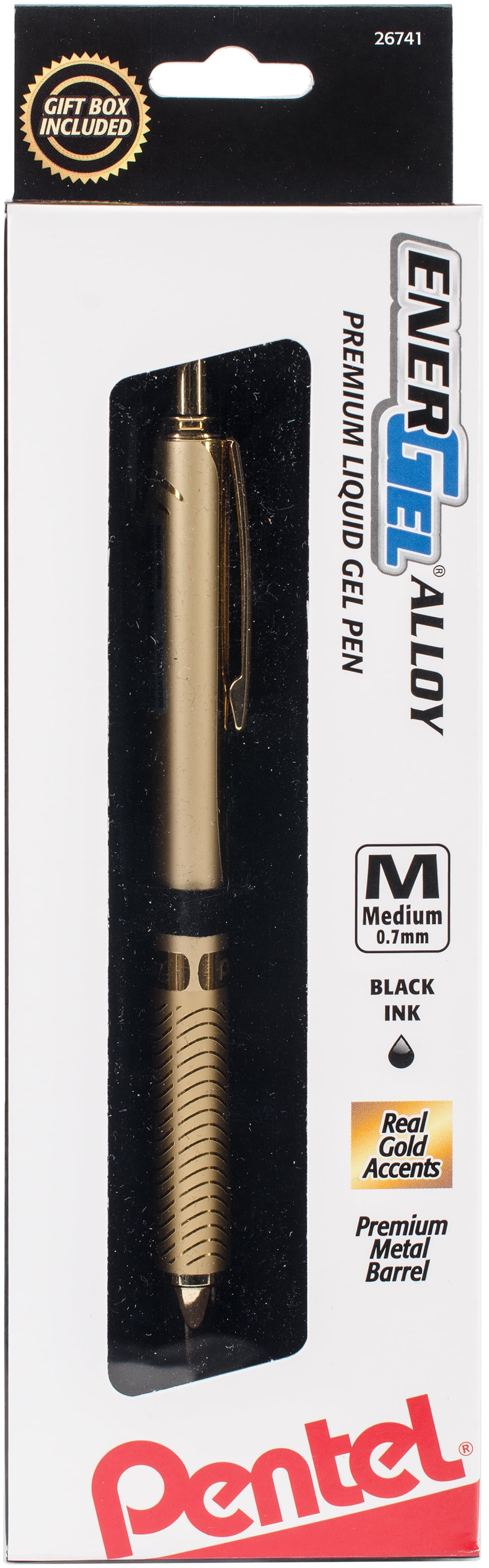 Pentel EnerGel Alloy Retractable Liquid Gel Pen .7mm 1/Pkg-Gold Barrel ...