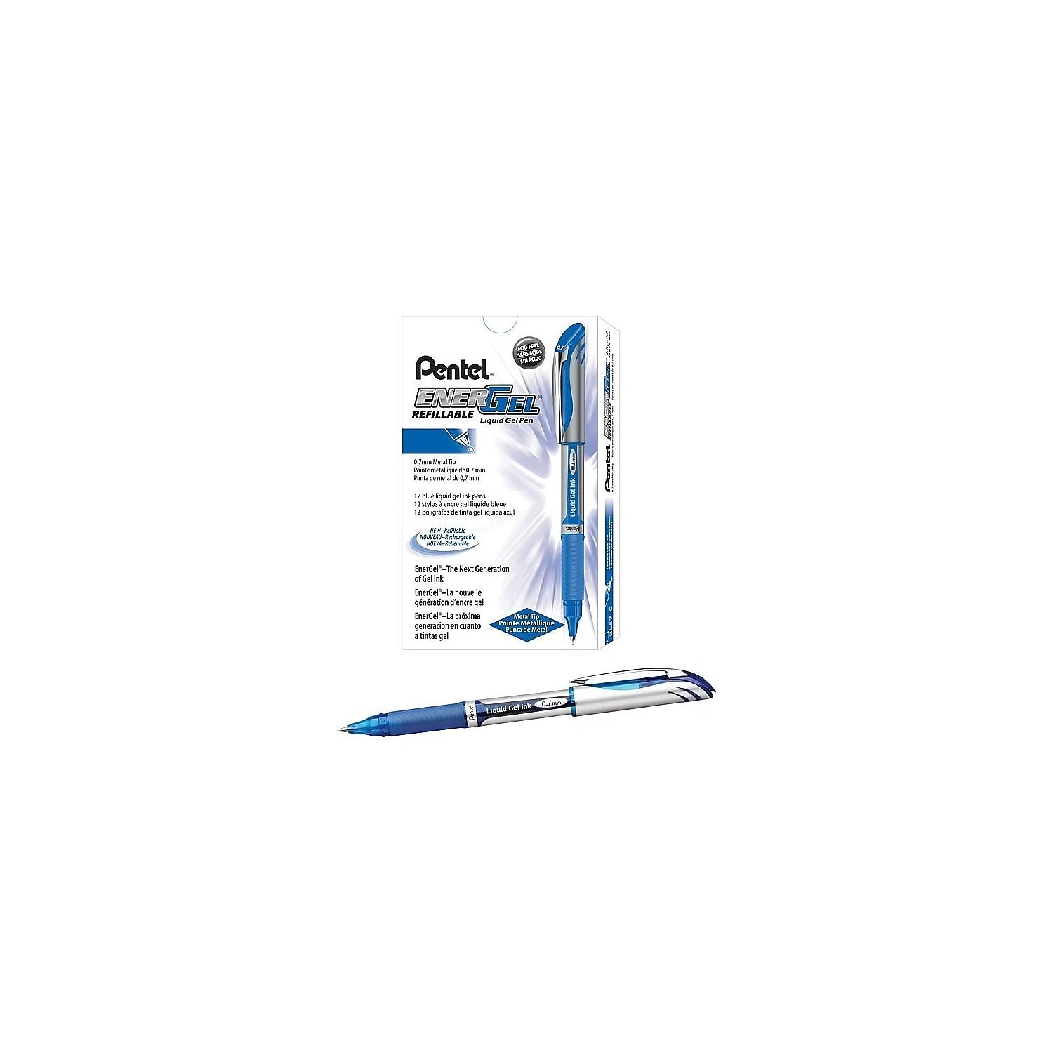 Pentel EnerGel Deluxe Gel Pens Medium Point Blue Ink Dozen (BL57-C ...