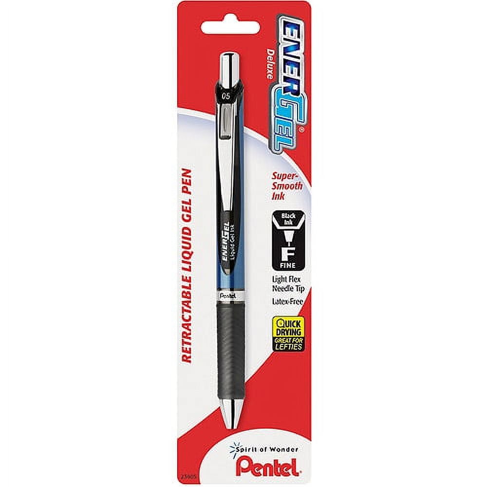 Pentel EnerGel Deluxe RTX Retractable Liquid Gel Pen, 0.5mm, Needle Tip, Black Ink, 1 Pen ...