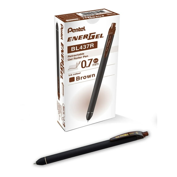 Pentel EnerGel Kuro Liquid Gel Pen, (0.7mm) Medium line, Brown Ink, 12 ...