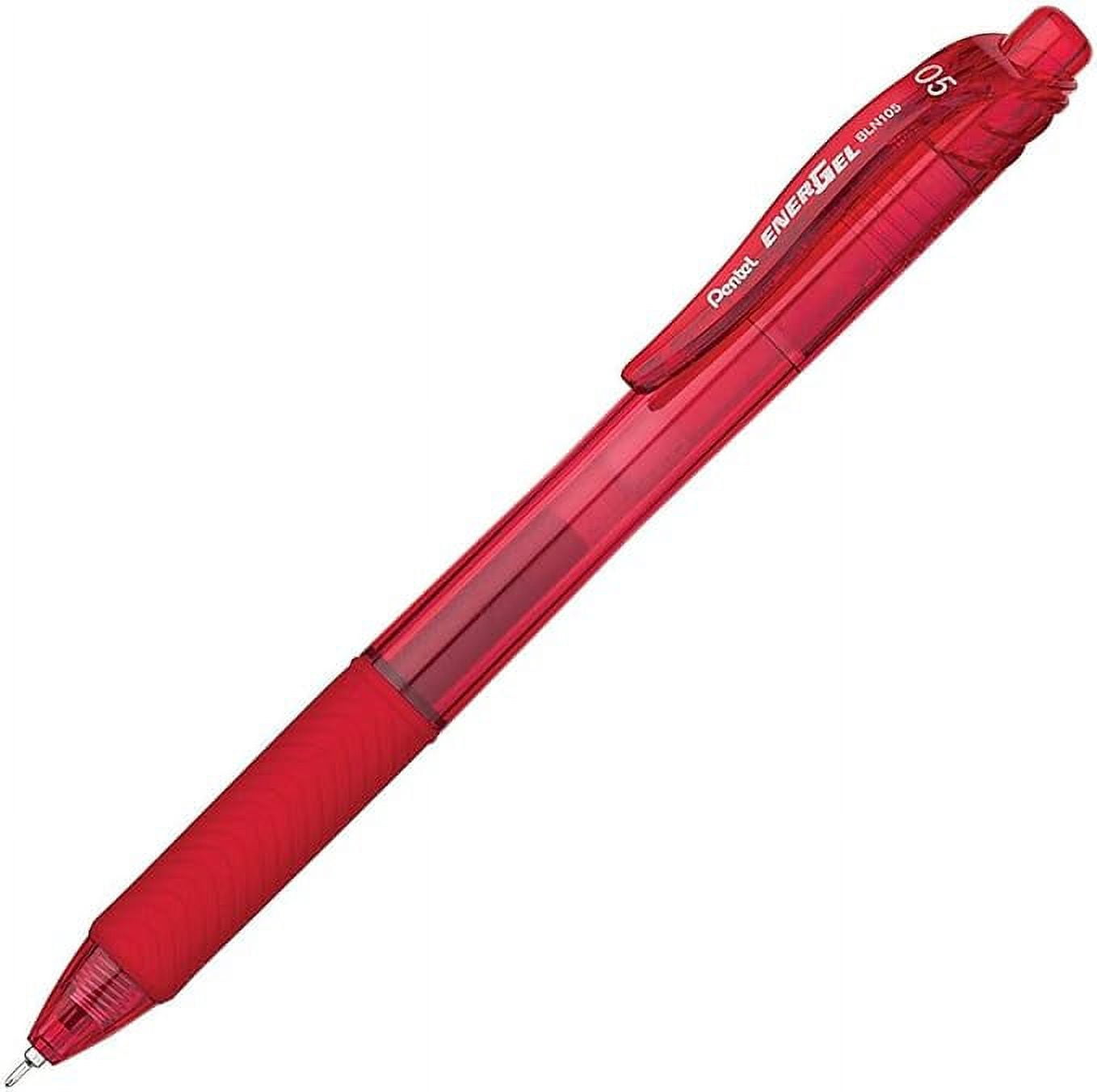 Pentel EnerGel-X Retractable Liquid Gel Pen 0.5mm Needle Tip Red Ink ...