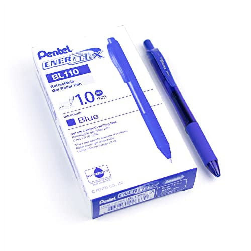 Pentel EnerGel-X Retractable Liquid Gel Pen (1.0mm) Metal Tip, Blue Ink ...