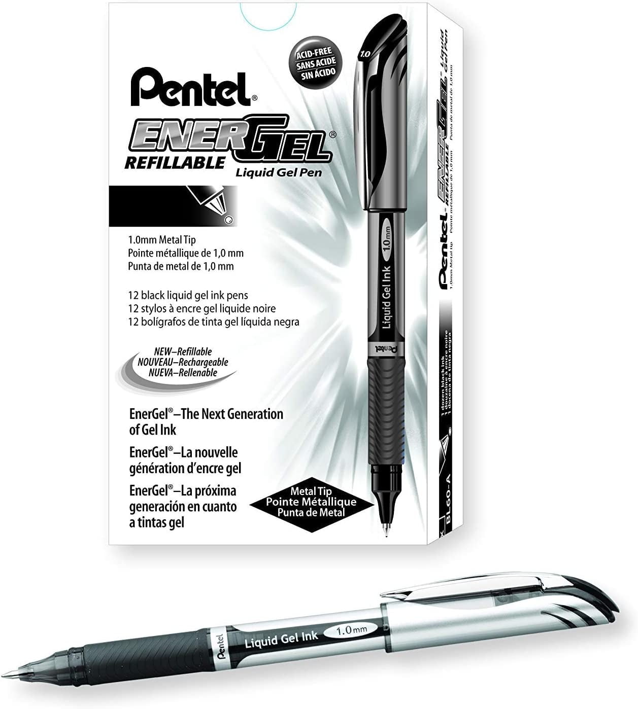 Pentel EnerGel Xm 1.0 mm Tip Pen (Pack of 12), Black - Walmart.com
