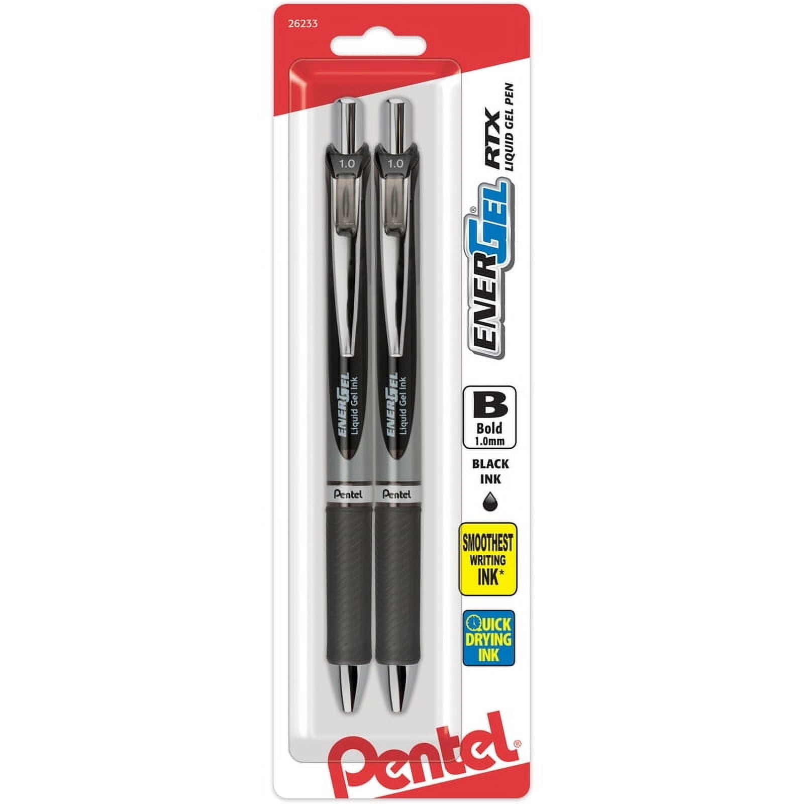 Pentel Gel Ink Pen, Retractable Gel Pen, Bold Point, Metal Tip, Black ...