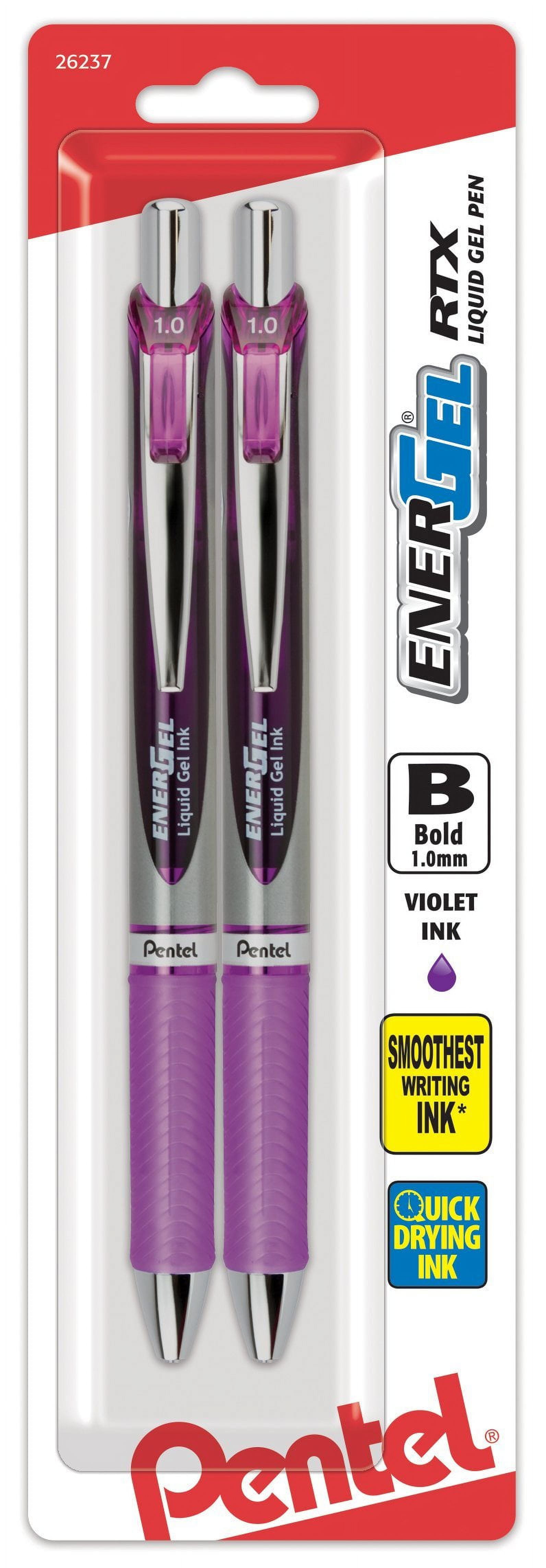 Pentel Gel Ink Pen, Retractable Gel Pen, Bold Point, Metal Tip, Violet ...