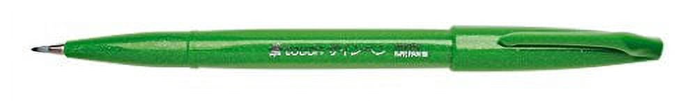 Pentel Fude Touch Sign Pen, Green, Felt Pen Like Brush Stroke (SES15C-D ...