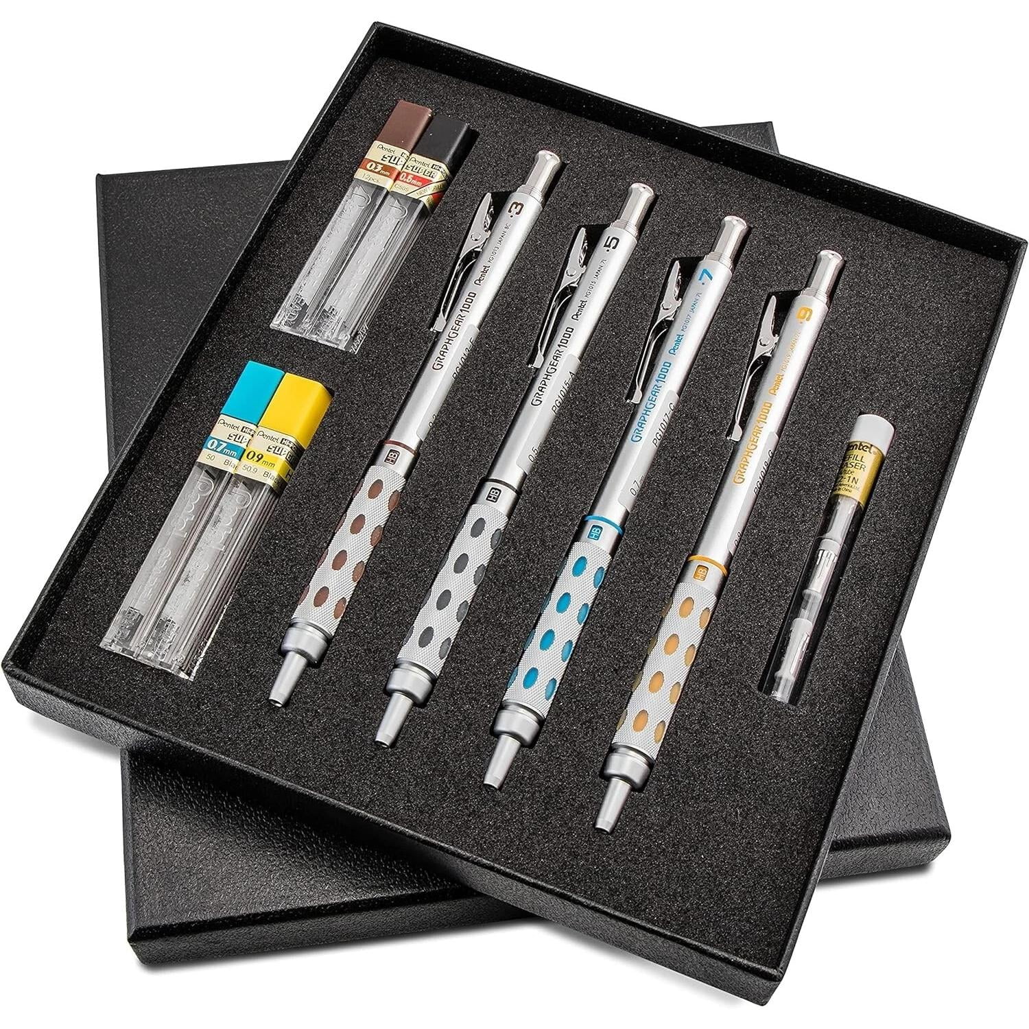 Pentel GRAPHGEAR 1000 Premium Pencils Gift Set with Refill Leads ...