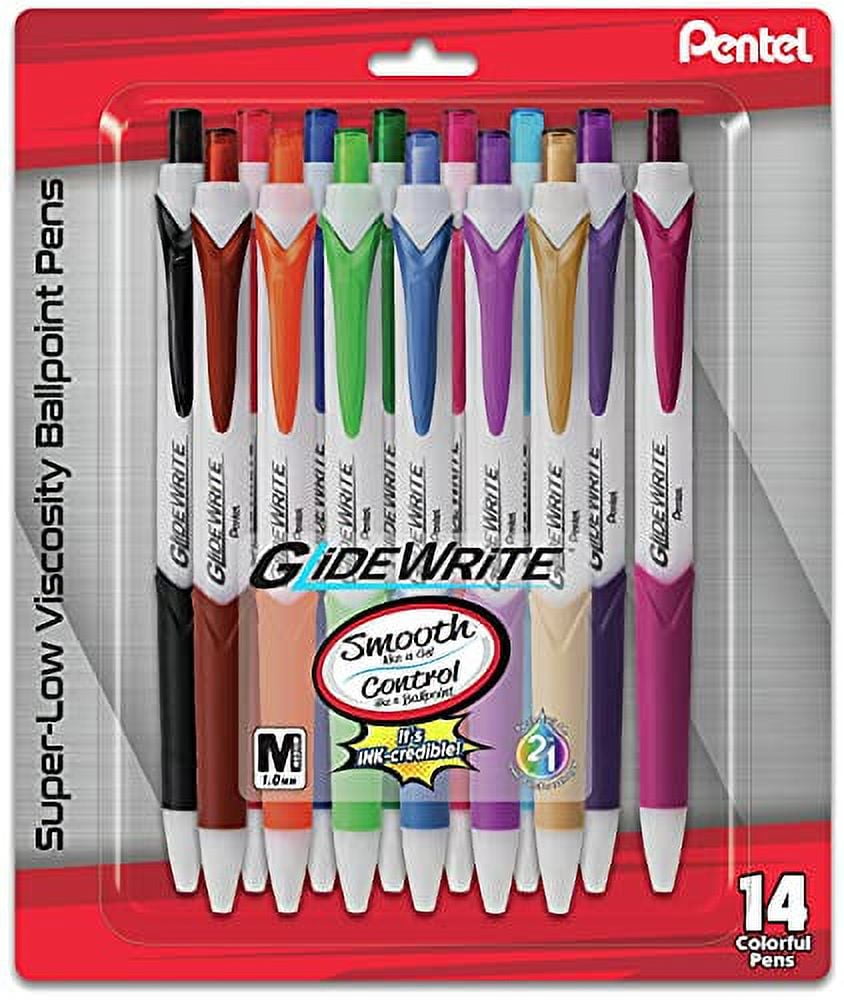Pentel GlideWrite Ballpoint Pens 1.0mm 14/Pkg-Assorted Colors - Walmart.com