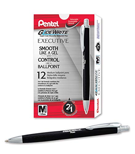 Pentel GlideWrite Executive Ballpoint Pen, (1.0mm) Medium line, Black ...