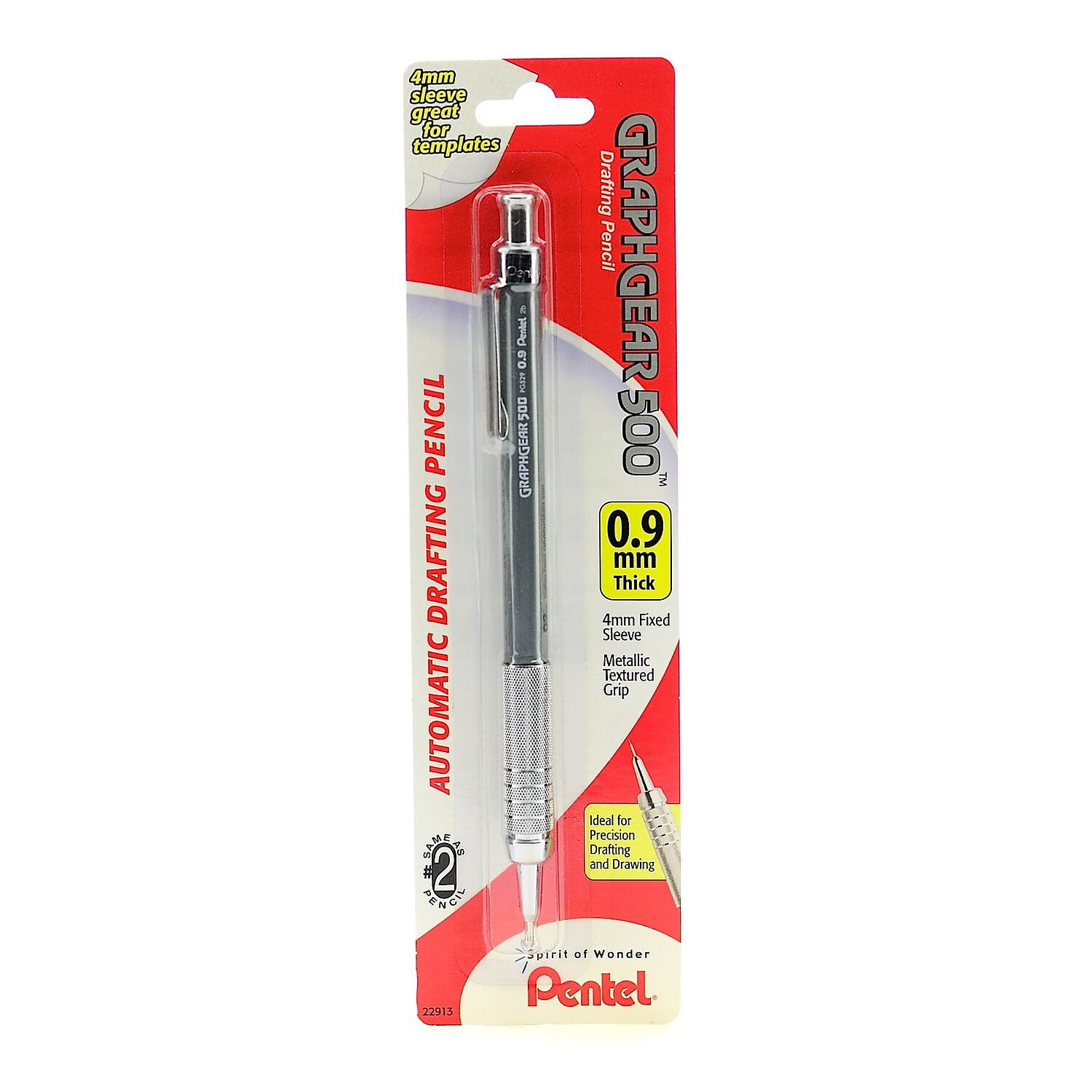 Pentel Graph Gear 500 Mechanical Pencil 0.9mm #2 Medium Lead 3/Pack ...