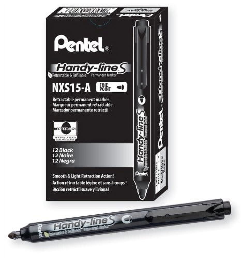 Pentel Handy-line S Retractable and Refillable Permanent Marker, Chisel ...