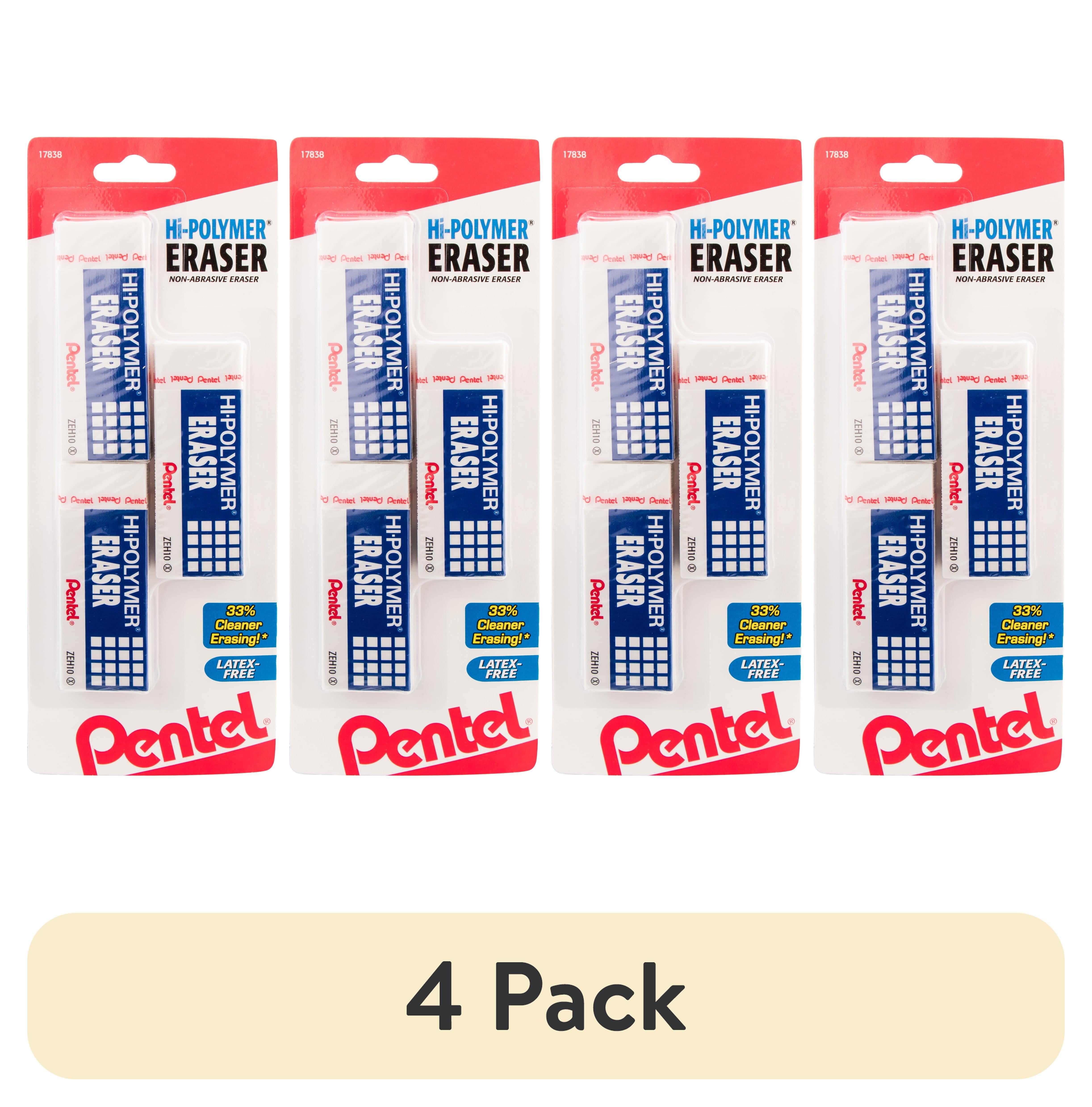 (4 pack) Pentel Hi-Polymer Block Eraser, Latex Free, White, Pack of 3 ...