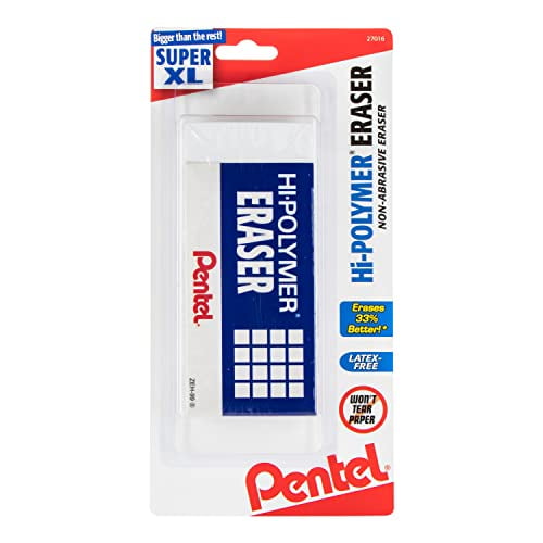 Pentel Hi-Polymer Block Eraser, Super XL White, 1-Pk (ZEH99BP ...