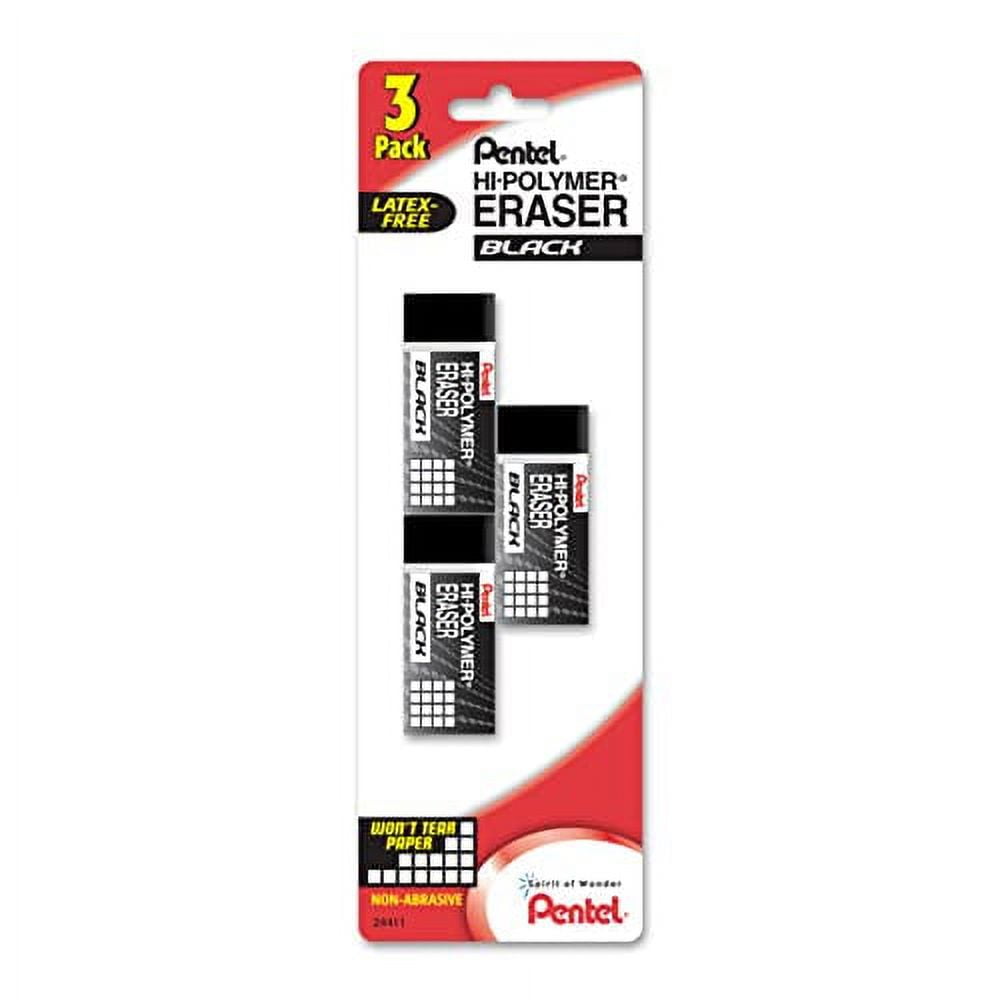 PentelÂ® Hi-PolymerÂ® Block Erasers, Black, Pack Of 3 - Walmart.com