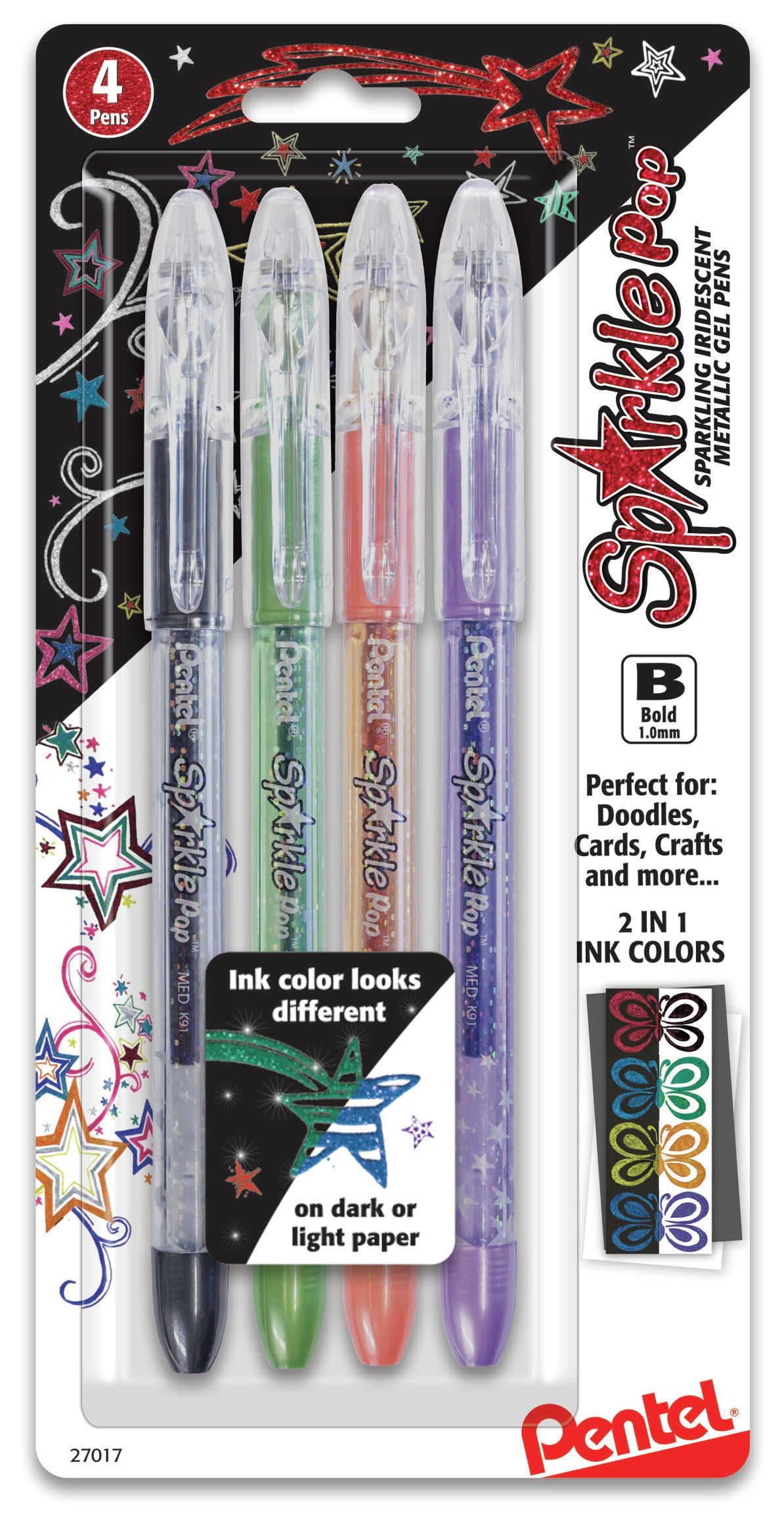 Pentel Krazy Pop Iridescent Gel Pens 1mm 4/Pkg-Assorted - Walmart.com