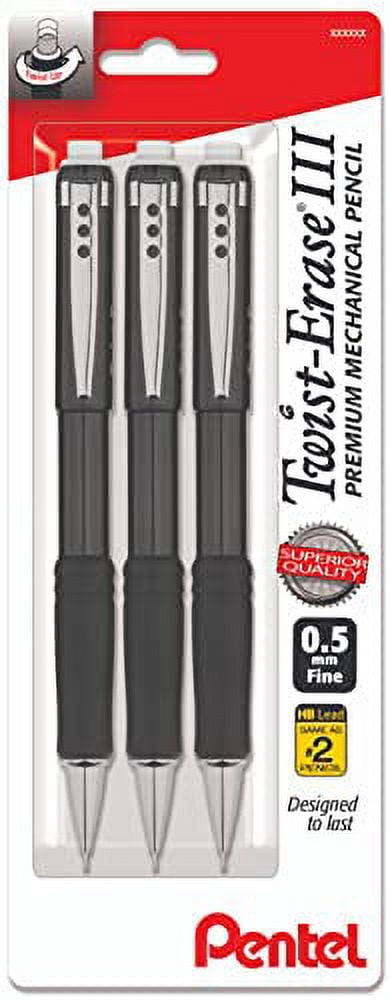 Pentel Mechanical Pencil 0.5 mm Twist Erase III - Twist Up Eraser - Pre ...
