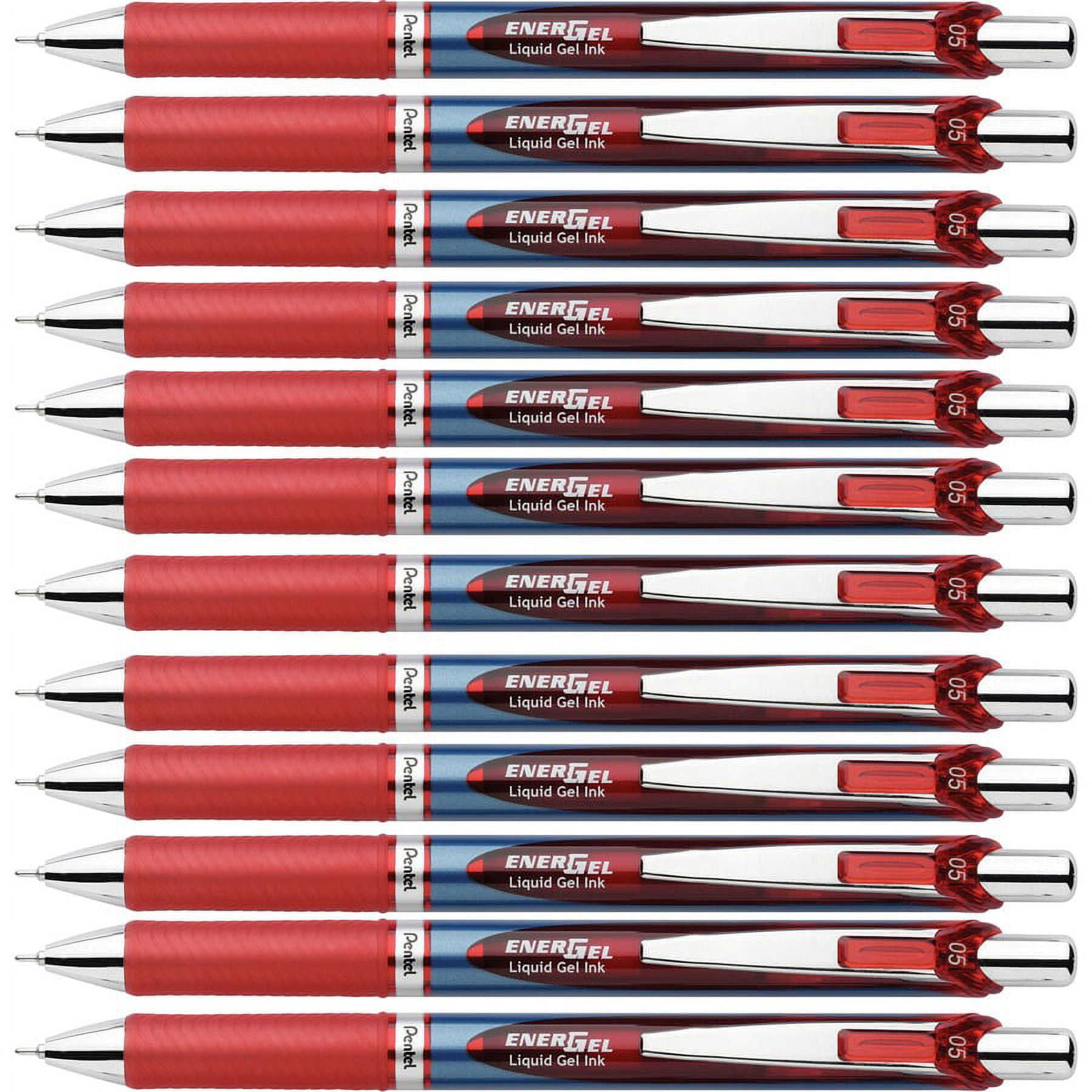 Pentel Needle Tip Liquid Gel Ink Pens - Refillable - Retractable - Red ...
