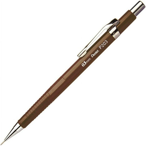 Pentel P200 Series Mechanical Pencil, 0.3mm Fine Point, Brown Barrel ...