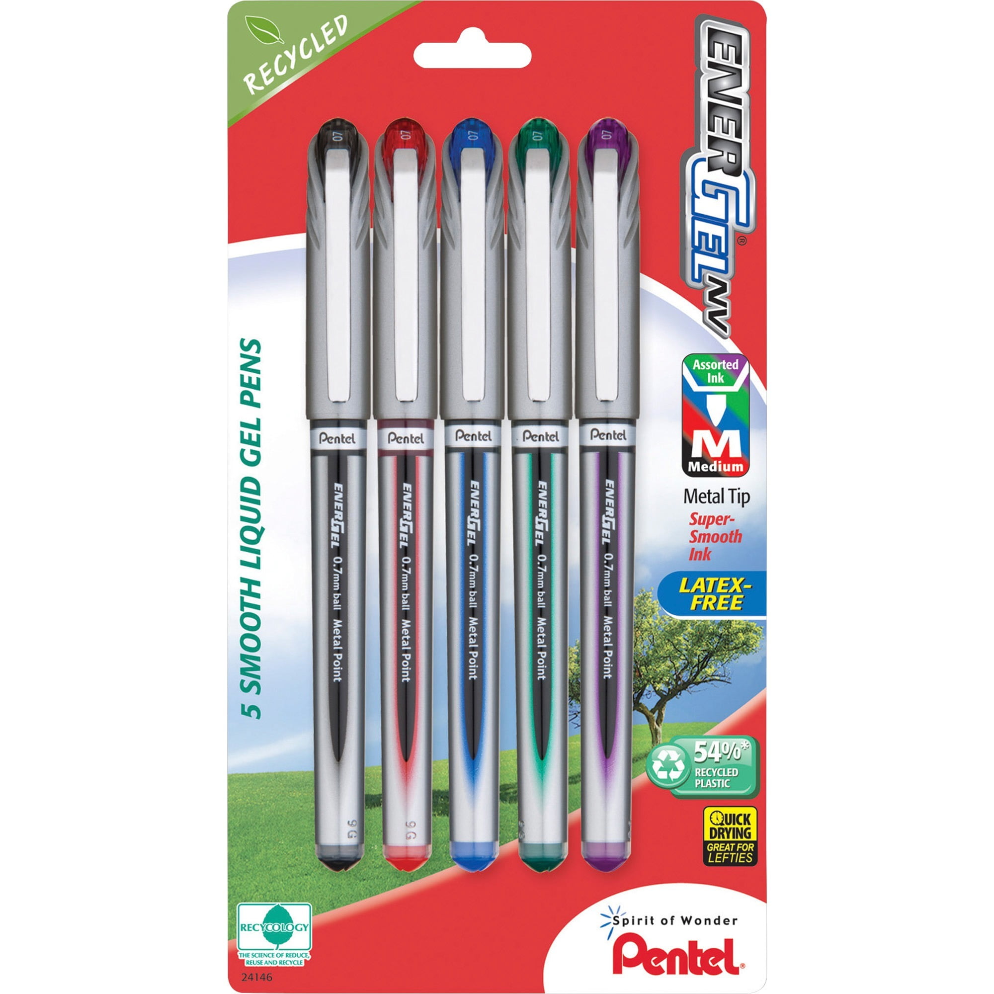 Pentel, PENBL27BP5M, EnerGel NV Liquid Gel Pens, 5 / Pack - Walmart.com
