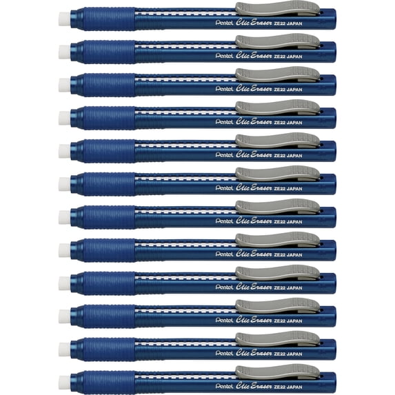Pentel, Rubber Grip Clic Eraser, PENZE22CBX, 12 Pack - Walmart.com