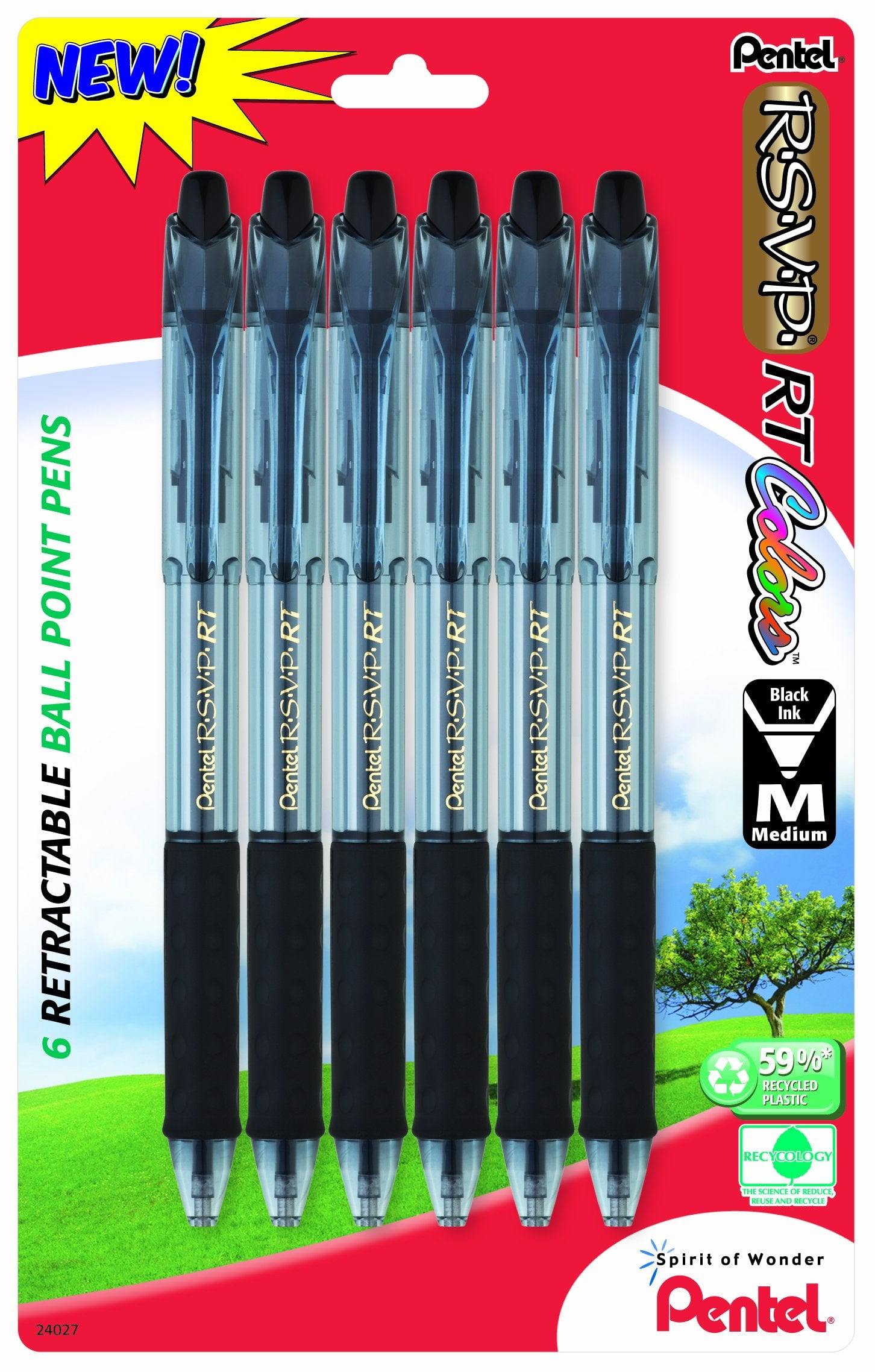 Pentel R.S.V.P. RT Colors New Retractable Ballpoint Pen, Medium Line ...