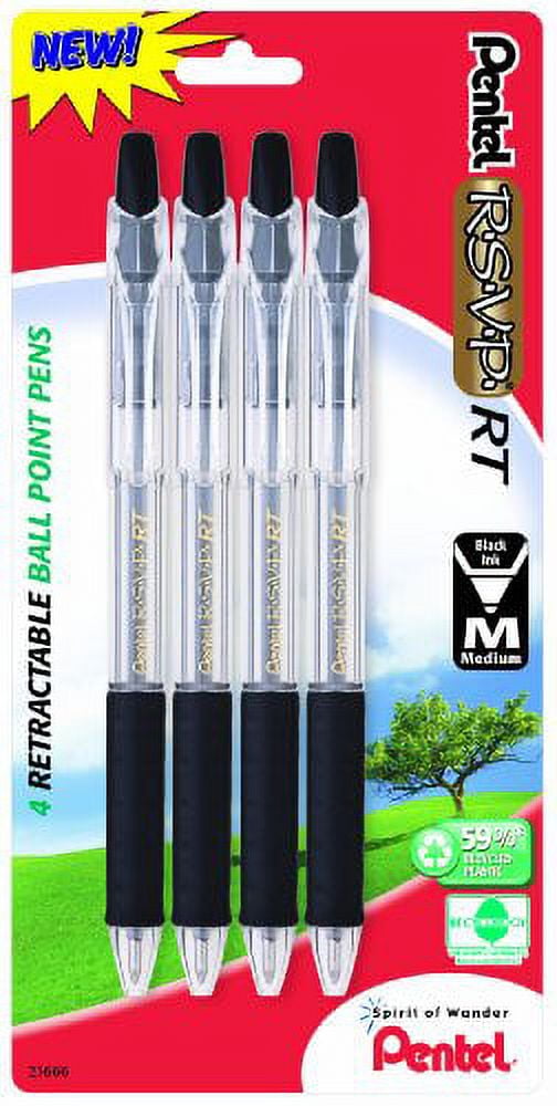 Pentel R.S.V.P. RT New Retractable Ballpoint Pen, Medium Line, Black ...